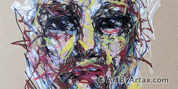 Abstract Face with Red Lips - Art by Artax