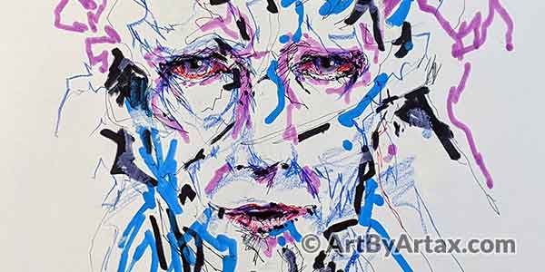 Abstract Portrait with Purple Eyes - Art by Artax